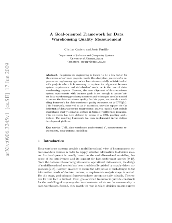 (PDF) Goal-oriented Data Warehouse Quality Measurement