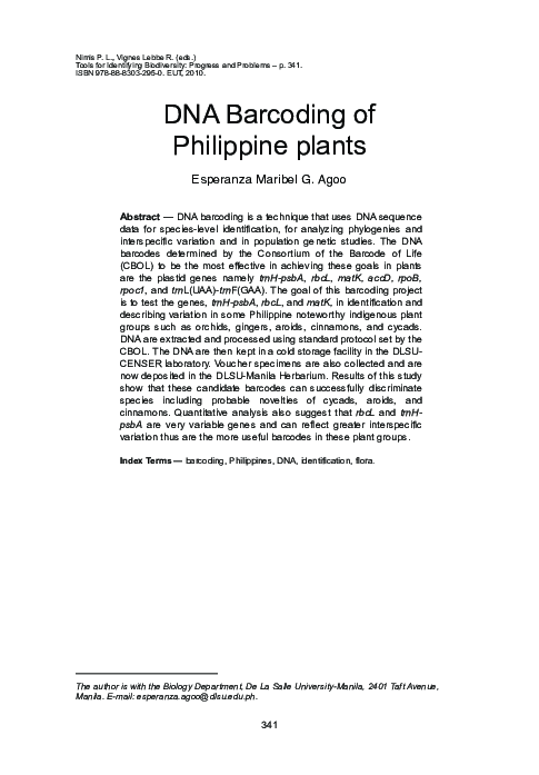 (PDF) DNA Barcoding of Philippine plants