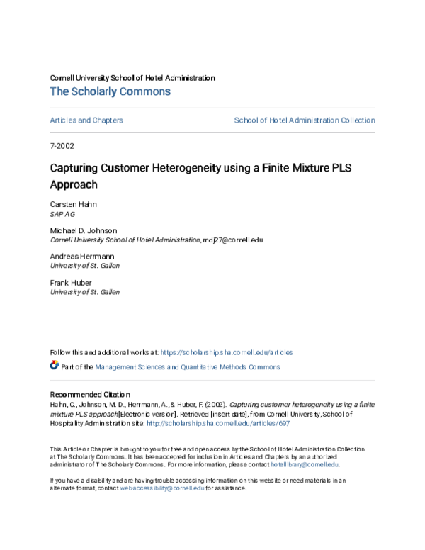 Pdf Capturing Customer Heterogeneity Using A Finite Mixture Pls Approach Carsten Hahn