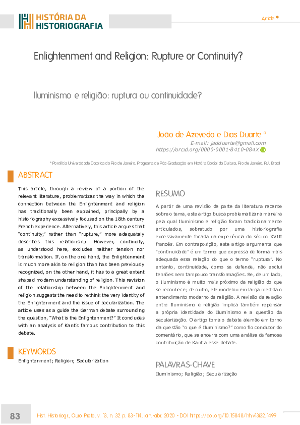 (PDF) Enlightenment and Religion