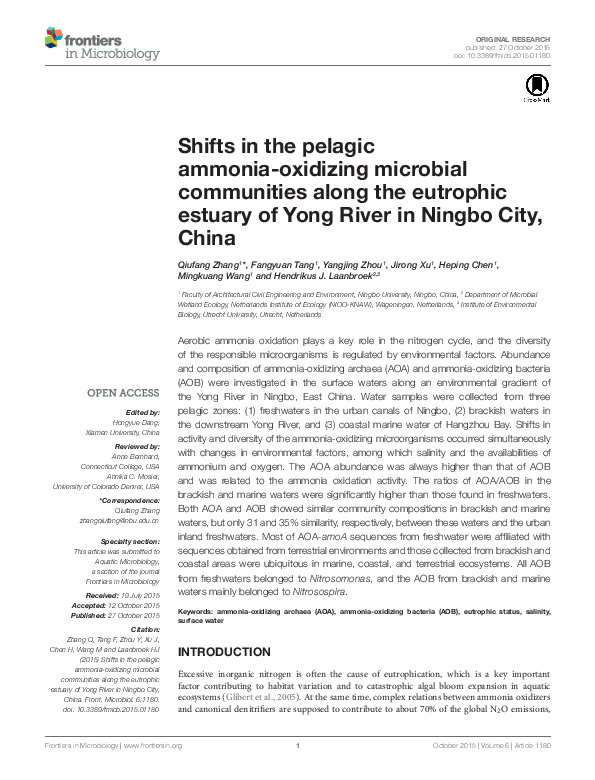 (PDF) Shifts in the pelagic ammonia-oxidizing microbial communities ...