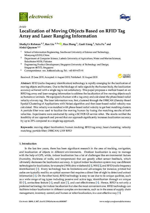 (PDF) Localization of Moving Objects Based on RFID Tag Array and Laser Ranging Information