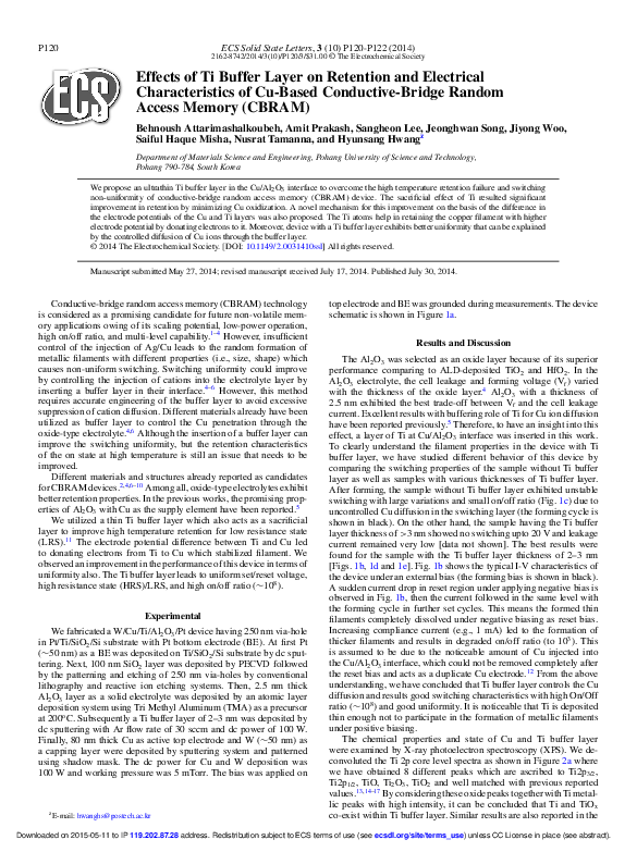 (PDF) Effects of Ti Buffer Layer on Retention and Electrical ...