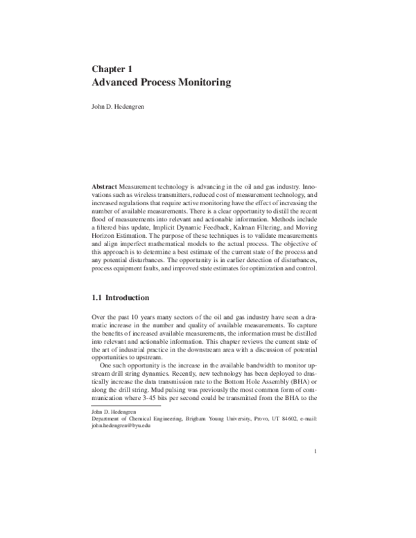 (PDF) Advanced Process Monitoring - PRISM Group