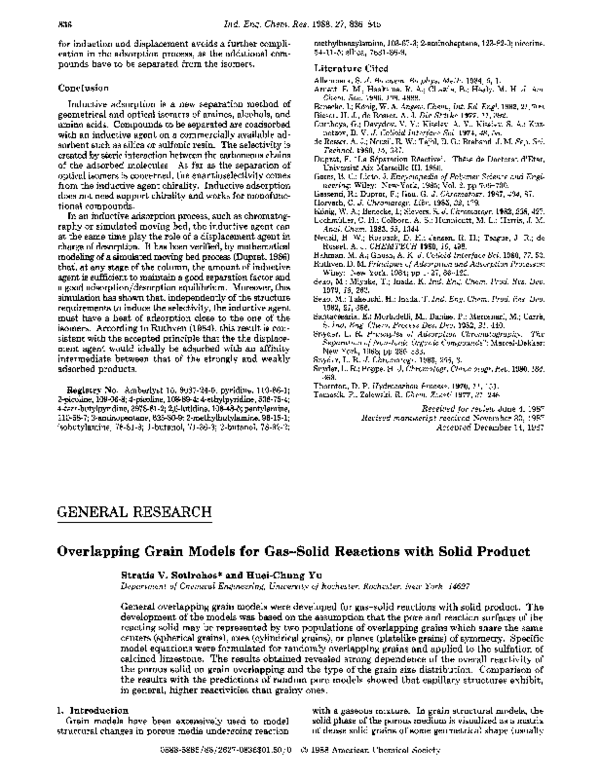 (PDF) Overlapping grain models for gas-solid reactions with solid product