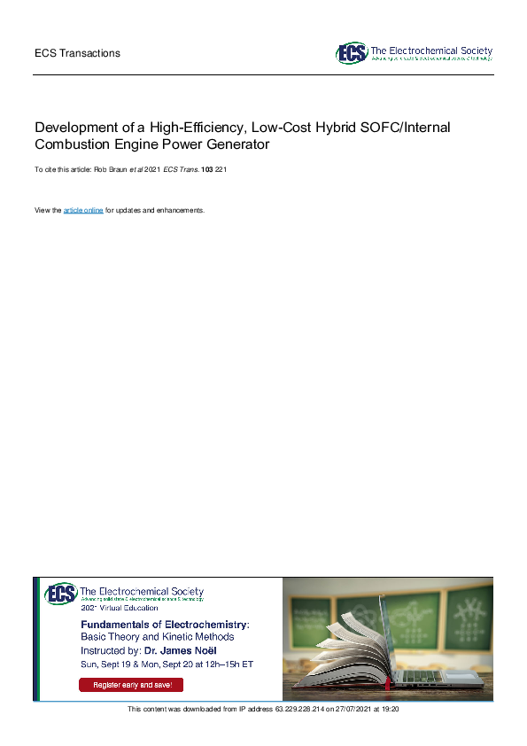 (PDF) Development of a High-Efficiency, Low-Cost Hybrid SOFC/Internal ...