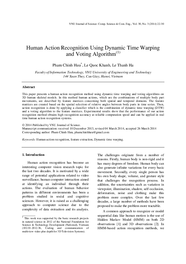 Pdf Human Action Recognition Using Dynamic Time Warping And Voting