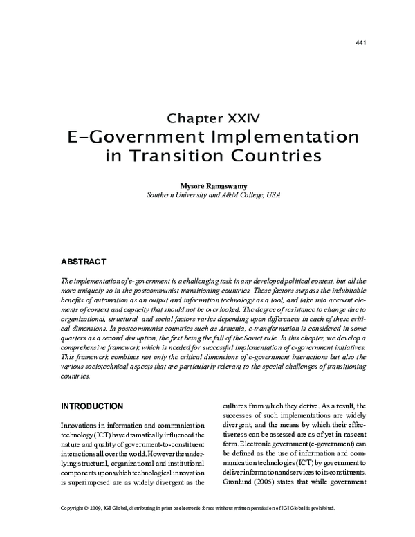 E-Government Implementation in Transition Countries