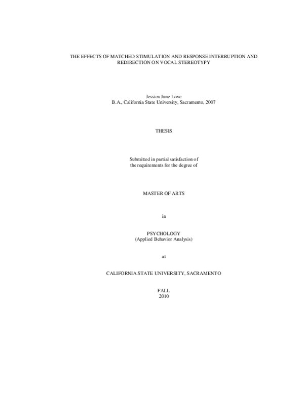 (PDF) The Effects of Matched Stimulation and Response Interruption and ...