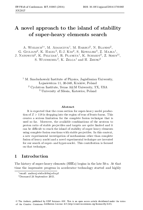 (PDF) A novel approach to the island of stability of super-heavy ...