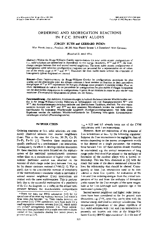 (PDF) Ordering and segregation reactions in f.c.c. binary alloys