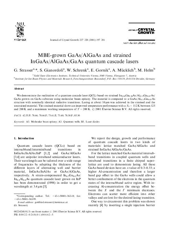 (PDF) MBE-grown GaAs/AlGaAs and strained InGaAs/AlGaAs/GaAs quantum cascade lasers