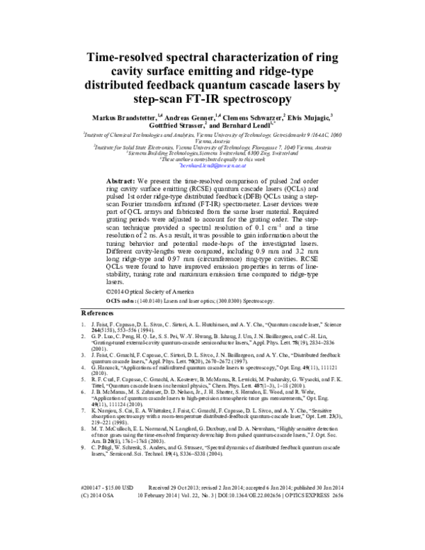 (PDF) Time-resolved spectral characterization of ring cavity surface emitting and ridge-type ...