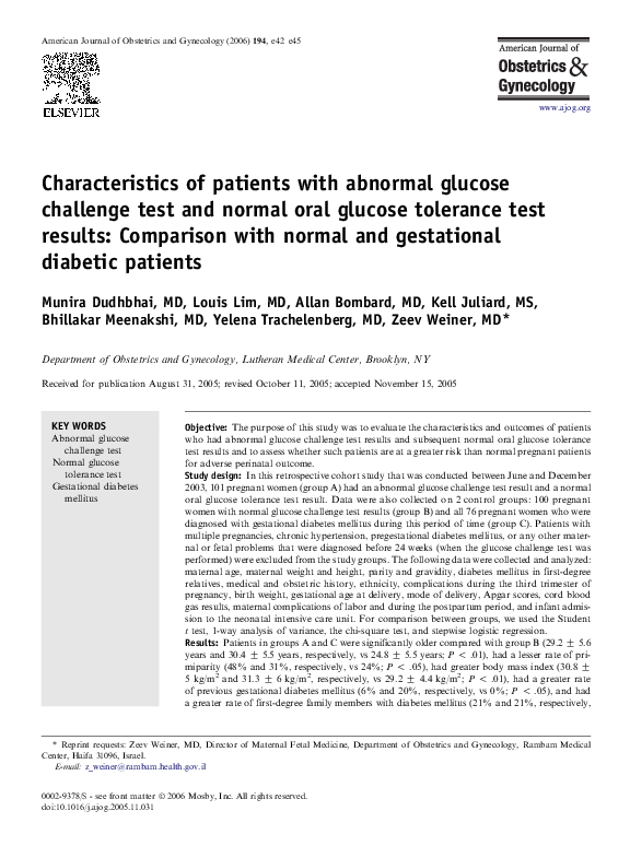 (PDF) Characteristics of patients with abnormal glucose challenge test ...