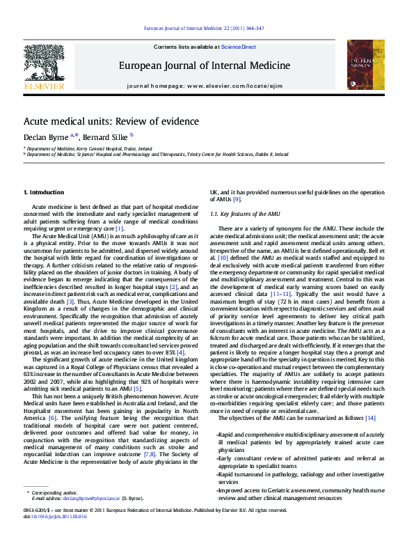 (PDF) Acute medical units: Review of evidence