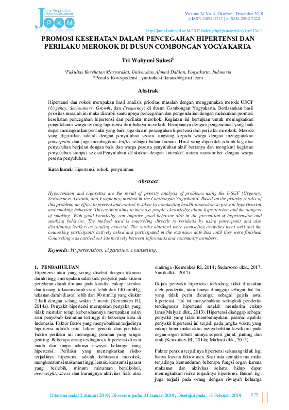 (PDF) Promosi Kesehatan Dalam Pencegahan Hipertensi Dan Perilaku ...