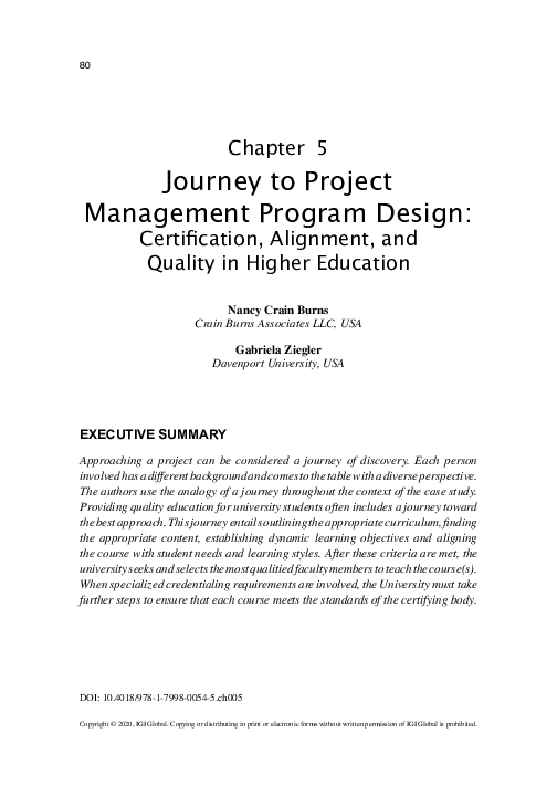 (PDF) Journey to Project Management Program Design