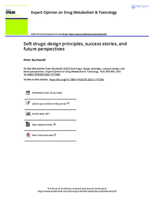 (PDF) Soft drugs: design principles, success stories, and future ...