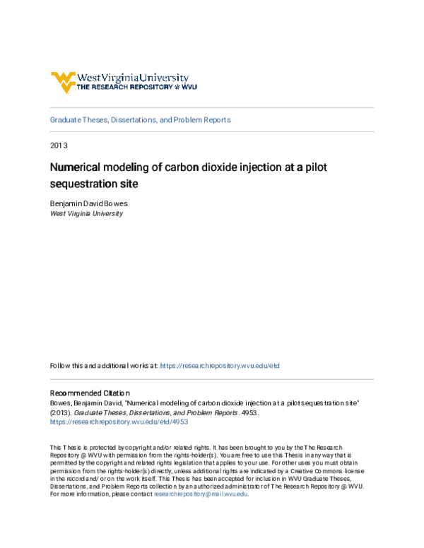 (PDF) Numerical modeling of carbon dioxide injection at a pilot ...