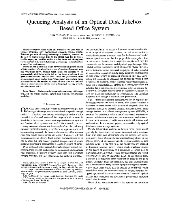 (PDF) Queueing analysis of an optical disk jukebox based office system | John Daigle - Academia.edu