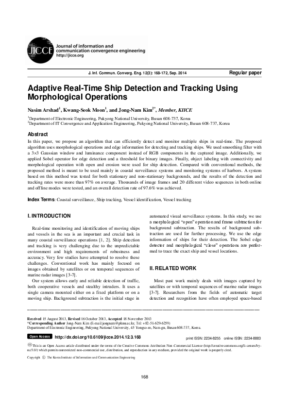 Pdf Adaptive Real Time Ship Detection And Tracking Using