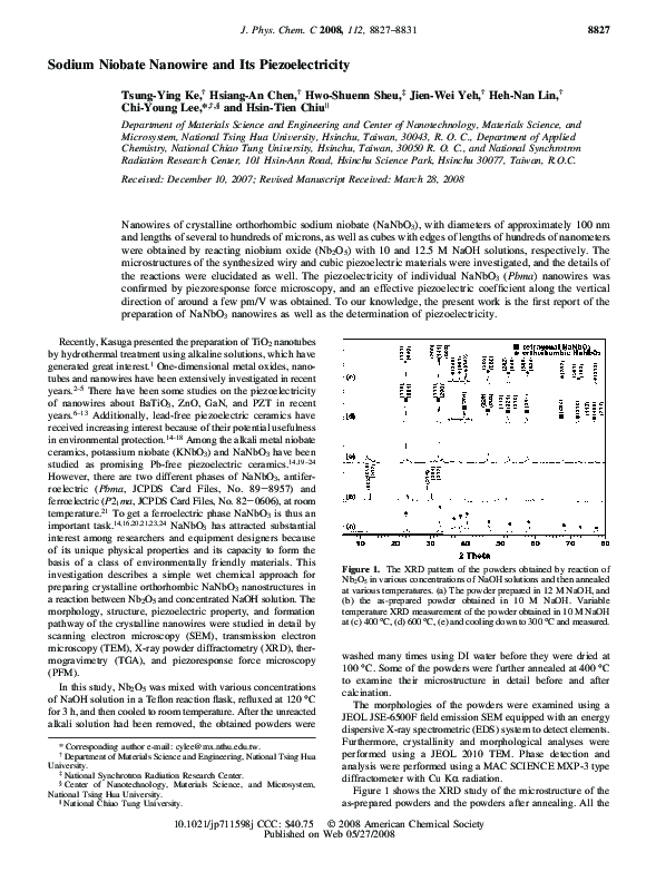 (PDF) Sodium Niobate Nanowire and Its Piezoelectricity
