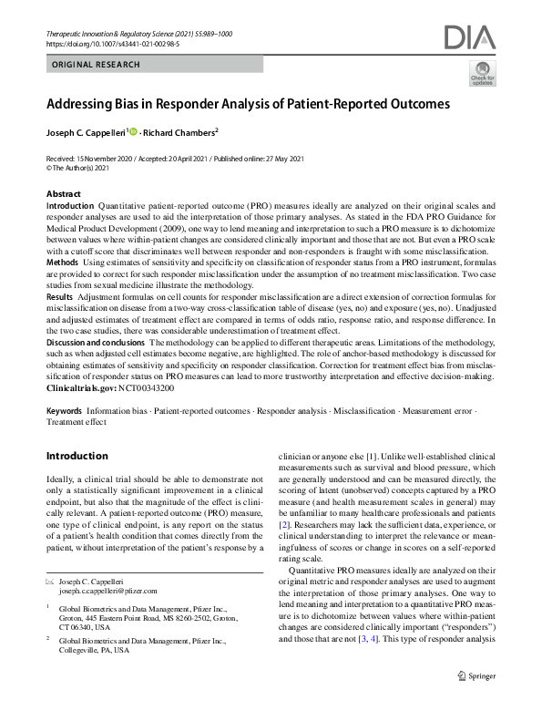 (PDF) Addressing Bias in Responder Analysis of Patient-Reported Outcomes