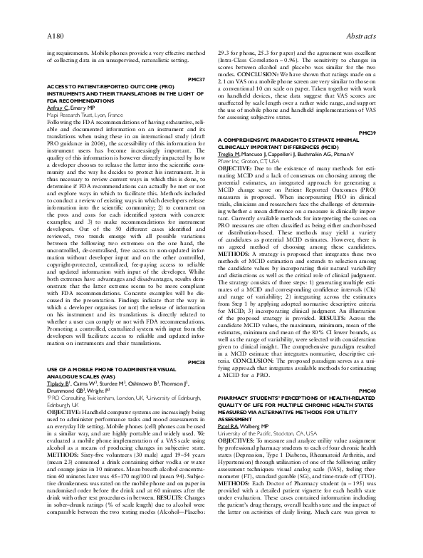 (PDF) PMC39 a Comprehensive Paradigm to Estimate Minimal Clinically Important Differences (McId)