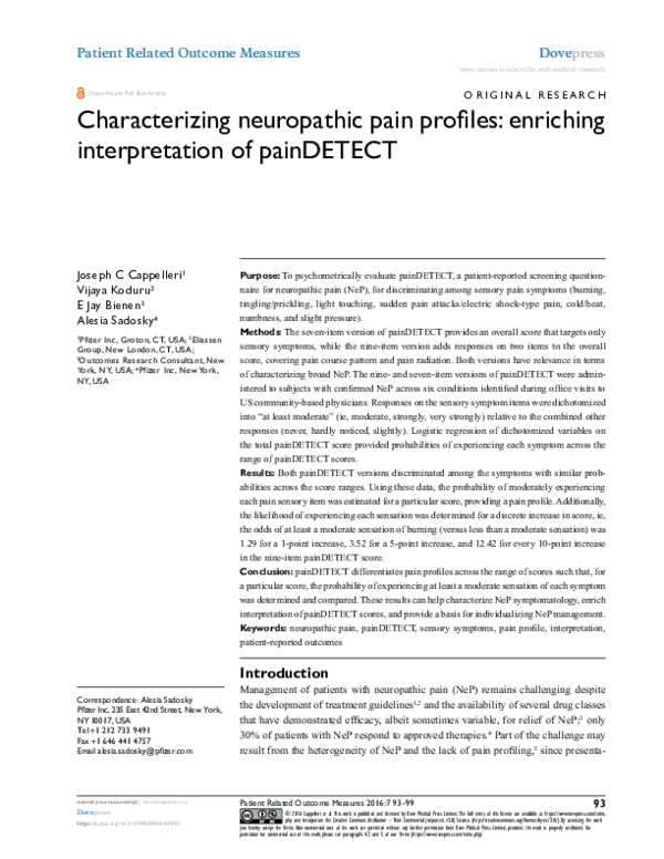 (PDF) Characterizing neuropathic pain profiles: enriching ...