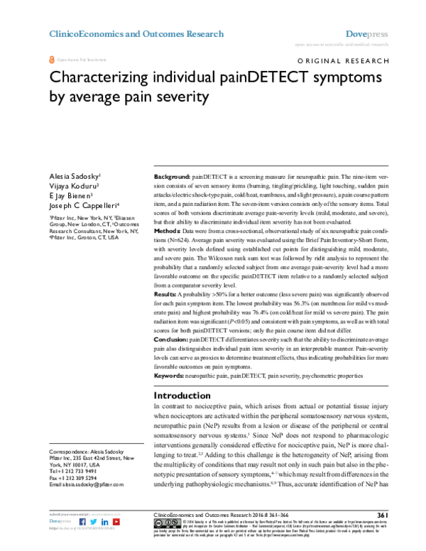 (PDF) Characterizing individual painDETECT symptoms by average pain ...