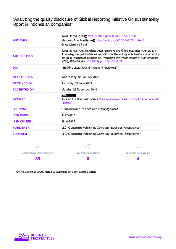 (PDF) Analyzing the quality disclosure of Global Reporting Initiative ...