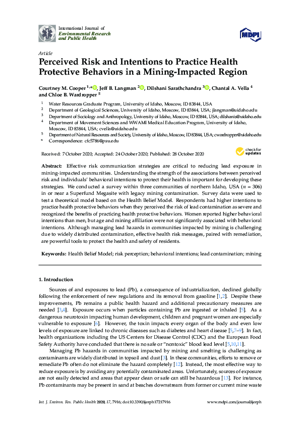 (PDF) Perceived Risk and Intentions to Practice Health Protective ...