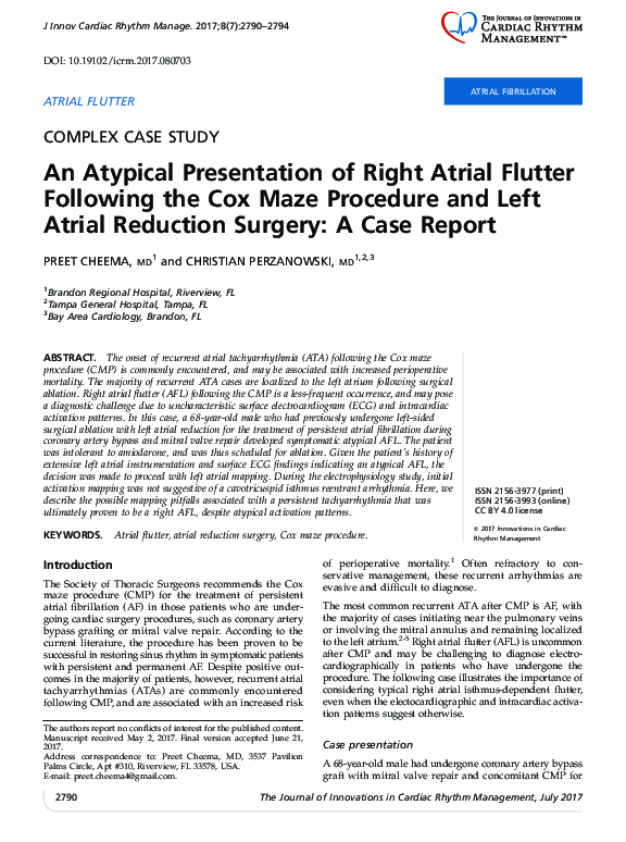 (PDF) An Atypical Presentation of Right Atrial Flutter Following the ...
