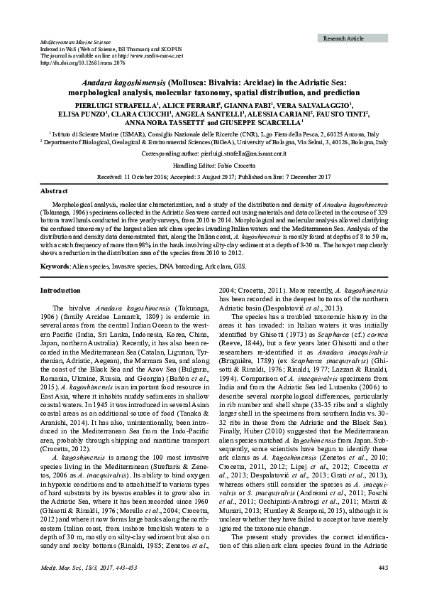 (PDF) Anadara kagoshimensis (Mollusca: Bivalvia: Arcidae) in Adriatic ...
