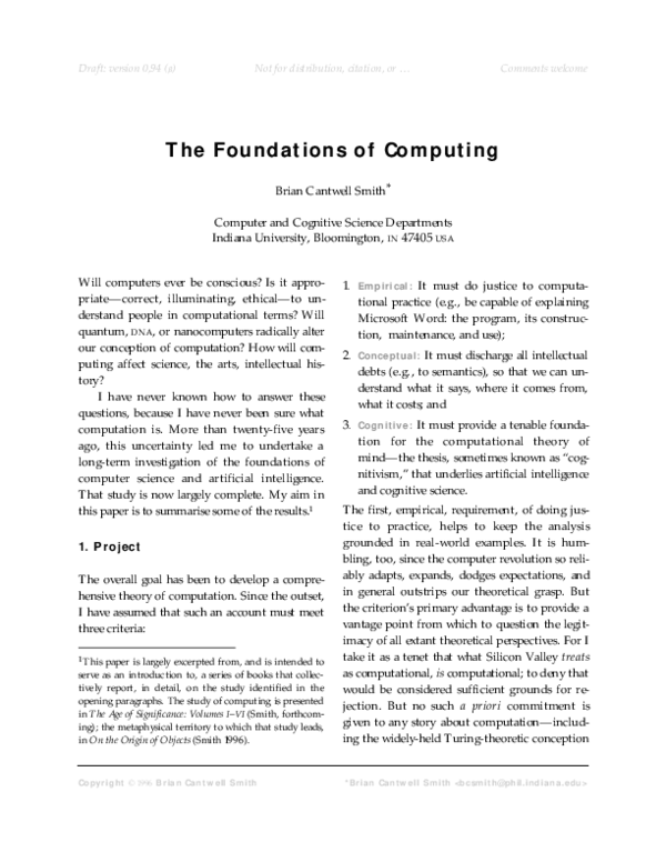 (PDF) The Foundations of Computing