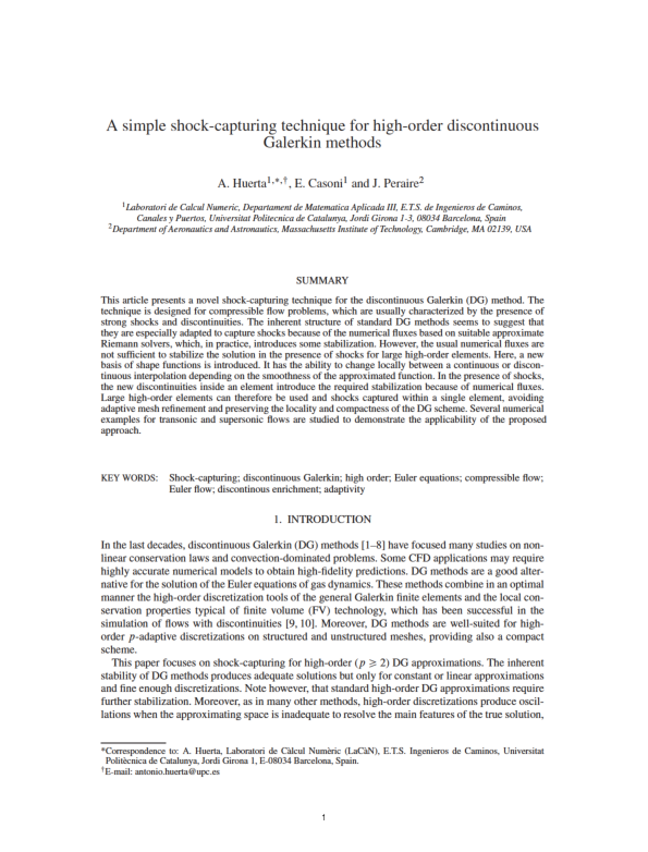 (PDF) A simple shock-capturing technique for high-order discontinuous ...