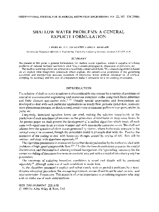 (PDF) Shallow water problems: A general explicit formulation