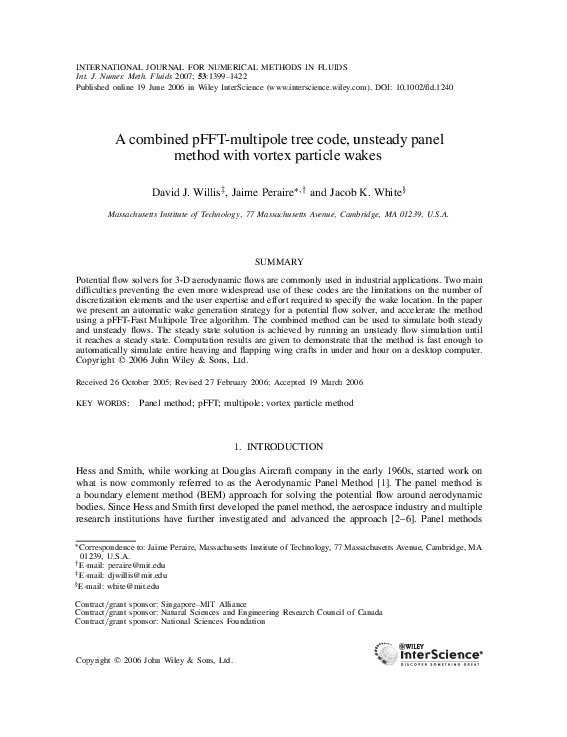 (PDF) A combined pFFT-multipole tree code, unsteady panel method with ...