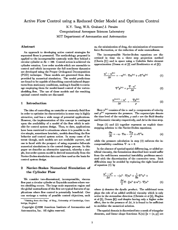 (PDF) Active flow control using a reduced order model and optimum control