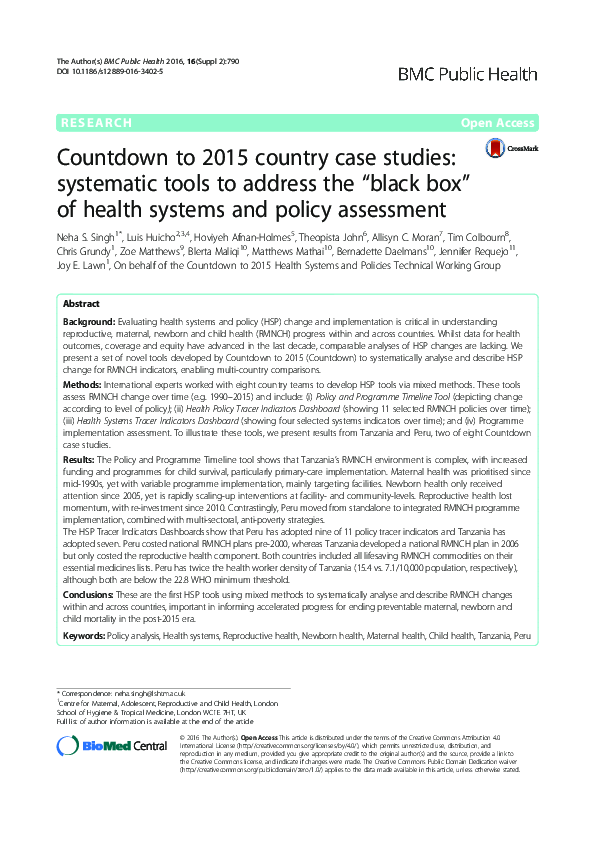(PDF) Countdown to 2015 country case studies: systematic tools to ...