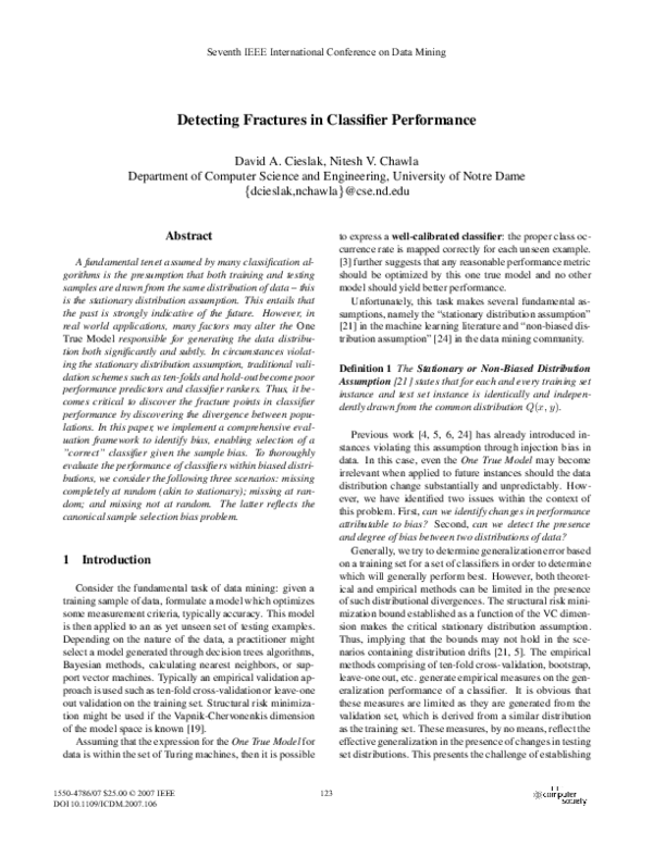 (PDF) Detecting Fractures in Classifier Performance | David Cieslak - Academia.edu
