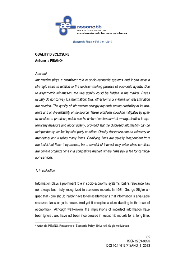 (PDF) Quality Disclosure