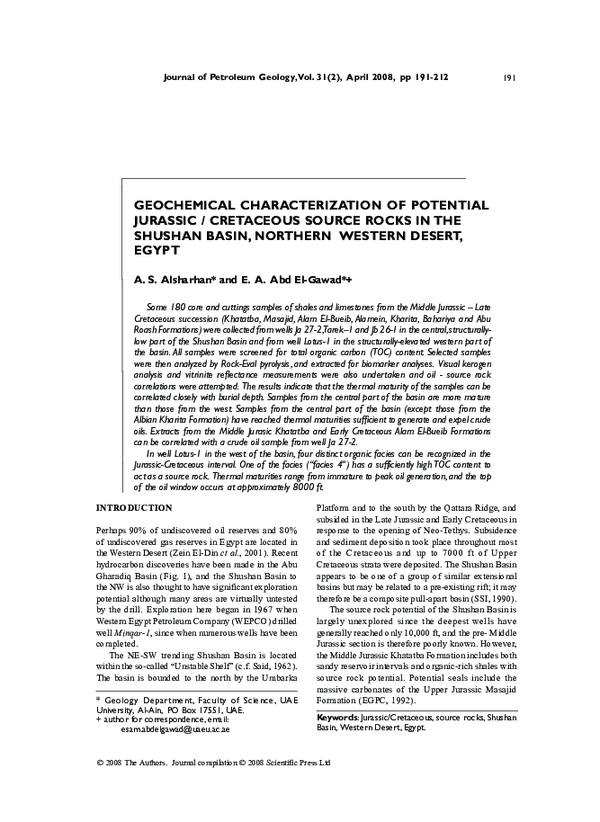 (PDF) Geochemical Characterization of Potential Jurassic/Cretaceous ...