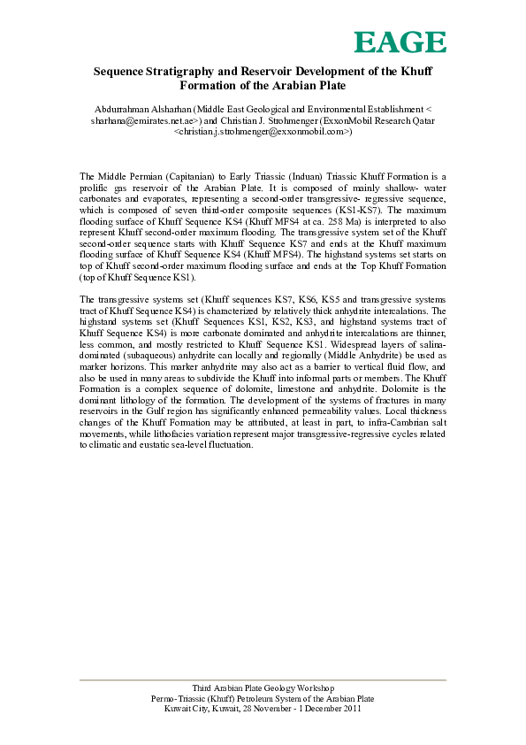 (PDF) Sequence Stratigraphy and Reservoir Development of the Khuff ...