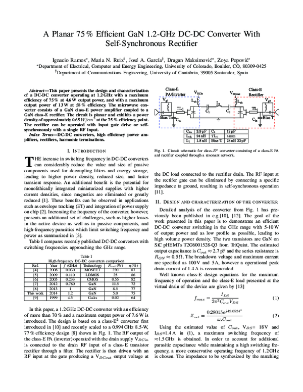 (PDF) A planar 75% efficient GaN 1.2-GHz DC-DC converter with self ...