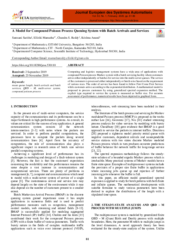 (PDF) A Model for Compound Poisson Process Queuing System with Batch ...