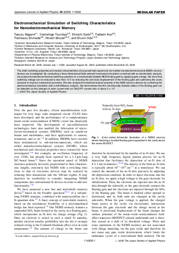 (PDF) Electro-Mechanical Simulation of Switching Characteristics for ...