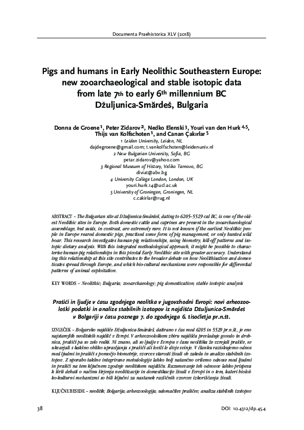 (PDF) Pigs and humans in Early Neolithic South-eastern Europe