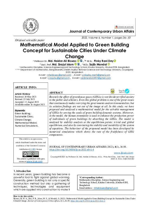 (PDF) Mathematical Model Applied to Green Building Concept for ...