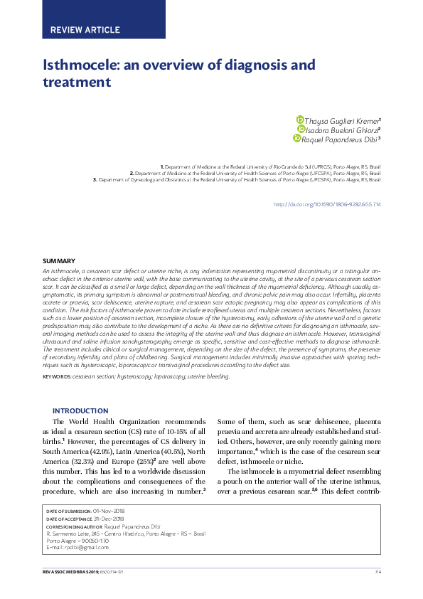 (PDF) Isthmocele: an overview of diagnosis and treatment